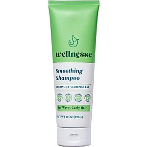 Wellnesse: Smoothing Shampoo - For Wavy, Curly Hair - 8 oz - Coconut and Verbena Leaf - Moisturizing, Curl Active Formula - Cruelty-Free, Non-GMO, No Parabens, Sulfates, Silicone