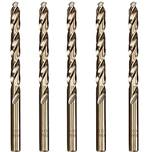 Hymnorq M35 Cobalt Steel Fractional 19/64 Inch Dia. x 4.37 Inch Long Twist Drill Bit Set of 5pcs, Jobber Length Round Shank, Self-Centering Split Point Heat Resistant for Metalworking
