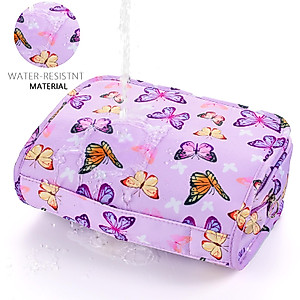 Vipdeal Kids Hanging Toiletry Bag for Girls, Travel Toiletry Bag for Little Young Girls Cosmetic Makeup Waterproof Wash Bag Toddler Traveling Toiletries, Butterfly Purple