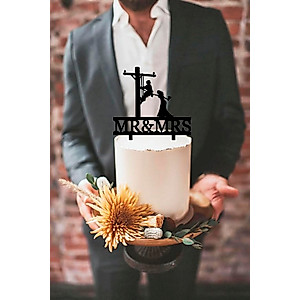 Electrician Lineman Wedding Cake Topper,Electrician Builders Workers Cake Topper, Bride and Groom Wedding Cake Topper, Power Electrician Lineman Mr and Mrs Cake Topper