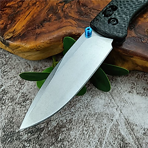 Outdoor Camping EDC Folding Pocket Knife For Men, Carbon Fiber Handle Lock With Pocket Clip, Everyday Carry Thumb Studs Manual Open