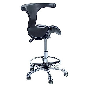 Generic Ergonomic Saddle Chair with Back Support, Split Seat Dental Rolling Stool for Medical Office and Home Use - Two Tilting Options Available