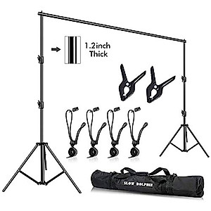 SLOW DOLPHIN Photo Video Studio 10ft (W) x 9.2ft (H) Heavy Duty Adjustable Photography Backdrop Stand Background Support System Kit with Carry Bag