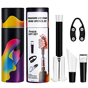 YLMIJFE Wine Bottle Opener, Aluminum tube wine air pressure bottle opener set,With Wine decanter, Vacuum bottle stopper, Aluminum foil cutter.Necessary for wine lovers