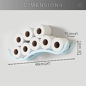 Cloud Wooden Wall Mounted Toilet Roll Holder, Black Loo Paper Storage Shelf, Floating Bathroom Organizer, Stylish Wood Tissue Rack for Wall Hanging Wave(White)