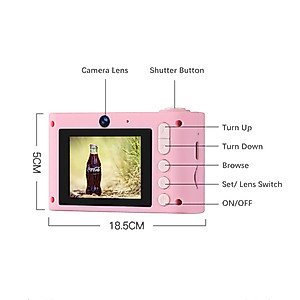 Camnoon 1080P Mini Kids Digital Camera Digital for Kids Dual Lens 2.0 Inch IPS Screen Built-in Battery Cute Photo Frames Interesting Games with Neck Strap Birthday for Boys Girls