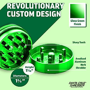 Santa Cruz Shredder Metal Herb Grinder Knurled Top for Stronger Grip 2-Piece Small (Mini) 1.7" (Green)