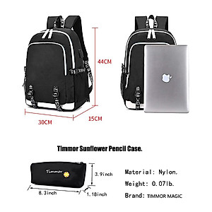 TIMMOR MAGIC Japanese Anime Backpack for Boys with USB Charging Port, Middle School College nezuko Bookbags for Women Men.(Black8)