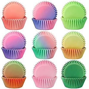 SANNIX 450-Count Standard Colorful Cupcake Liners,Gradient Design Baking Cups Cupcake Wrappers Paper Wraps Muffin Liners for Birthday Party Candy Cake Decorations Supplies (9 Colors Design)