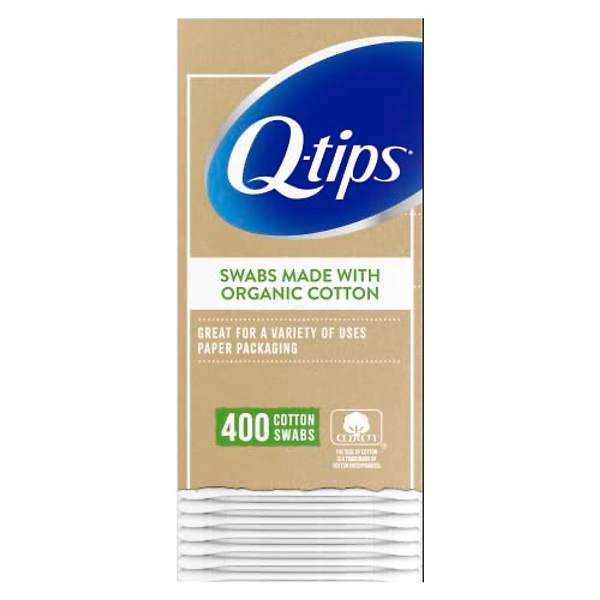 Q-tips Cotton Swabs Organic Swab Ultimate Home and Beauty Tool Made from Organic Cotton, Paper 400 Count(Pack of 4)