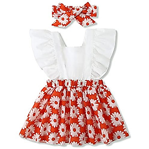 SOLOYEE Baby Girl Dress 6-12 Months Infant Toddler Girls Clothes Summer Outfits Ruffle Sleeveless One-Piece Dress+Headband White