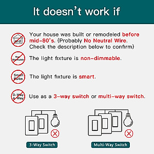 TREATLIFE Smart Dimmer Switch, Neutral Wire Needed, 2.4Ghz Wi-Fi Light Switch, Works with Alexa and Google Assistant, Schedule, Remote Control, FCC Listed, Single Pole (1 PACK)