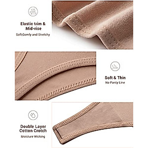 Jo & Bette Cotton Thongs for Women - Bikini Underwear - Seamless Thongs Breathable Panties Pack No show 6 Pack