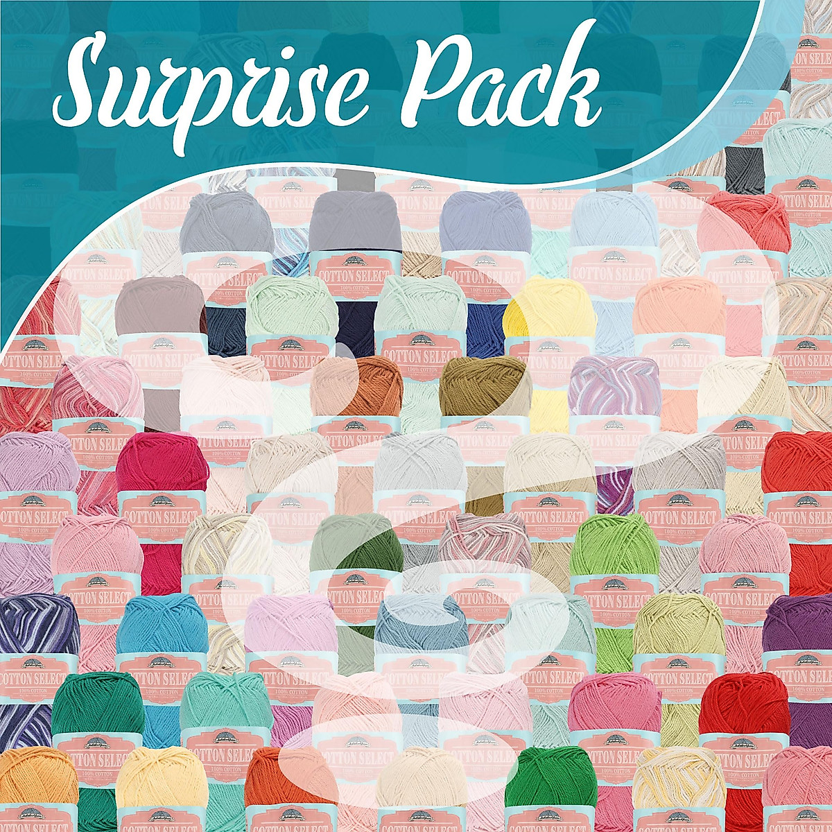 JubileeYarn Cotton Select Yarn - Sport Weight - 50g/Skein - Variety Pack - 12 Skeins