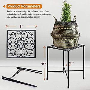 Mid Century Plant Stand, 2 Pack 11" Tall Metal Plant Stand for Flower Pot Planter Up to 100lbs, Rustproof Iron Plant Holder for Indoor Outdoor Use, Modern Plant Stand for Home Garden Display Greenery