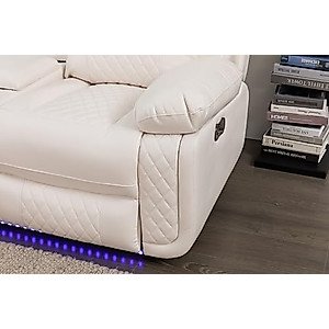 Kingway Inc Lionel Power Recliner Sectional Sofa, White