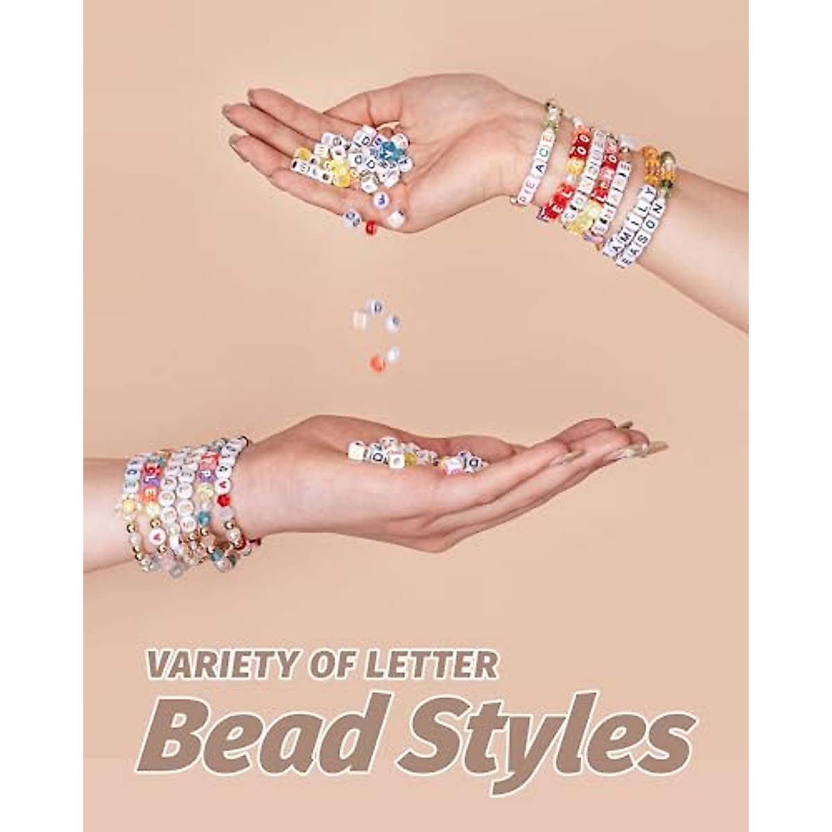 DoDoBeads 1650 Pcs Letter Beads with Extra Vowels and Number Beads- Letter Beads for Bracelet- Bracelet Letter Beads- Letter Beads for Friendship Bracelets