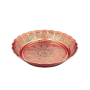 Shubhkart Nakshi plate for Pooja, Decoration, gifting (Large 11 cm, Pack of 3, Copper Plated)