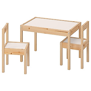 Ikea LÄTT children's table with 2 chairs, white/pine