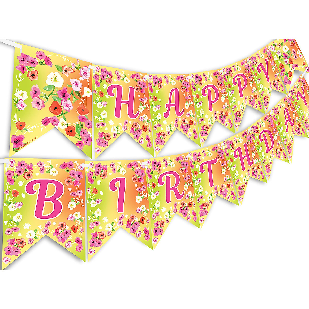 Wildflower Happy Birthday Banner - 40th 50th 60th Birthday Party Supplies - Wildflower Birthday Party Decorations - Wildflower Birthday Party Supplies- Wildflower Birthday