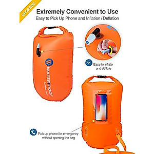 Luxtude Swim Buoy Float for Open Water Swimming, 20L Waterproof Dry Bag Swimming Bubble Safety Float with Adjustable Waist Belt for Safe Swim Training, Triathletes, Kayaking, Snorkeling and Rafting
