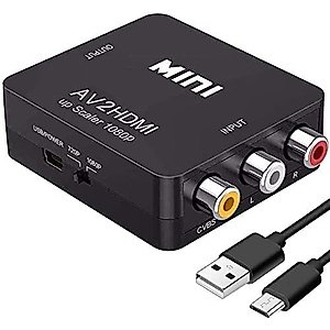 RCA to HDMI Converter, AV to HDMI,YUANLY 1080P RCA Composite CVBS AV to HDMI Video Audio Converter Adapter Supporting PAL/NTSC for PC Laptop Xbox PS4 PS3 TV STB VHS VCR Camera DVD