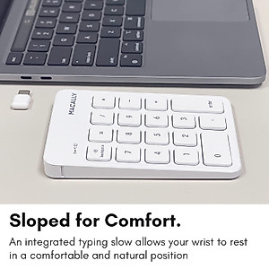Macally USB C Wireless Number Pad | Numeric Keypad for Mac Macbok iMac | Wireless 10 Key for Laptop PC Computer Notebook Surface Chrome (2.4G USB) Perfect for Data Entry Numpad Number Keyboard