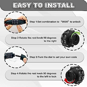 Bike Cable Lock, Set Your Own Combination Bicycle Lock, Combination Cable Lock for Outdoor Equipment, Black