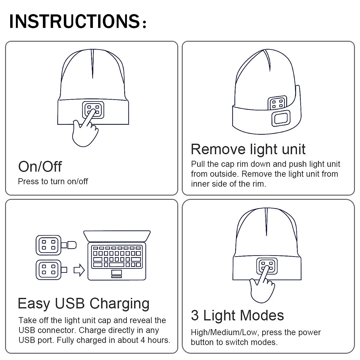LED Beanie with The Light, Unisex USB Rechargeable Headlamp Hat Winter Knitted Night Lighted Cap Flashlight Women Men Gifts for Dad Him Husband (Orange)