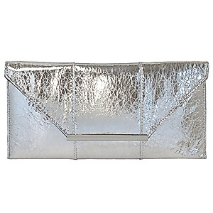 JNB Crushed Metallic Clutch, Silver