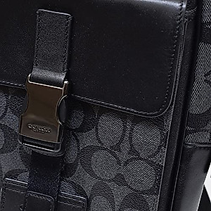 COACH Track Pack Fashion Daypack In Signature Canvas Leather (Charcoal/Black)