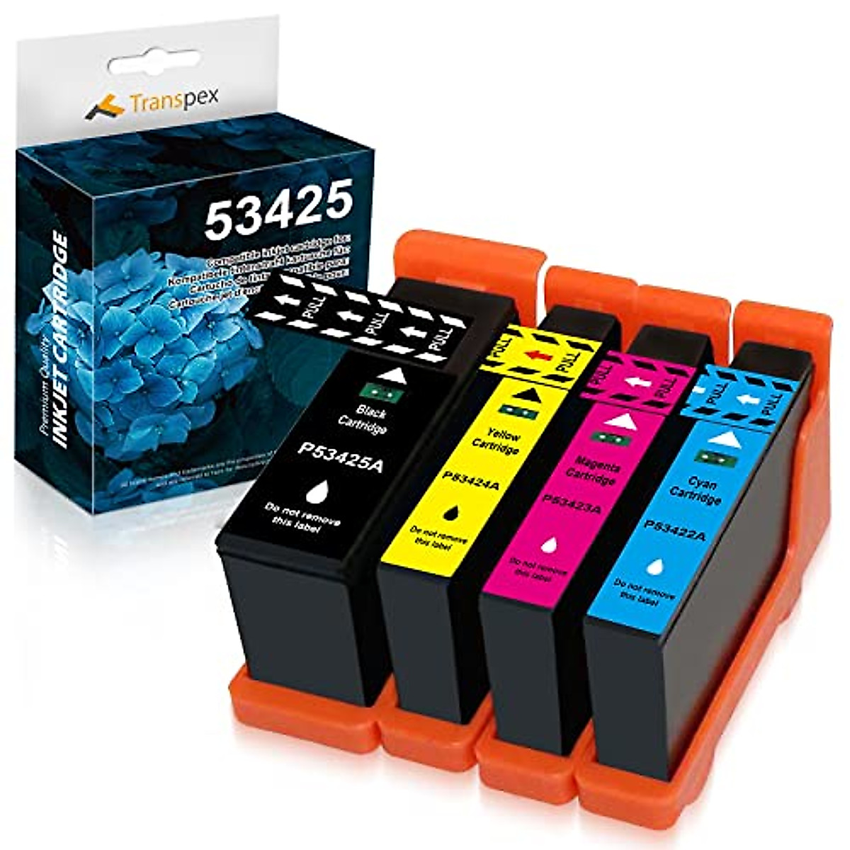 Transpex 53425 Compatible Ink Cartridge Replacement for Primera 53422 53423 53424 53425 Used for Primera LX900 Printers (4 Pack)