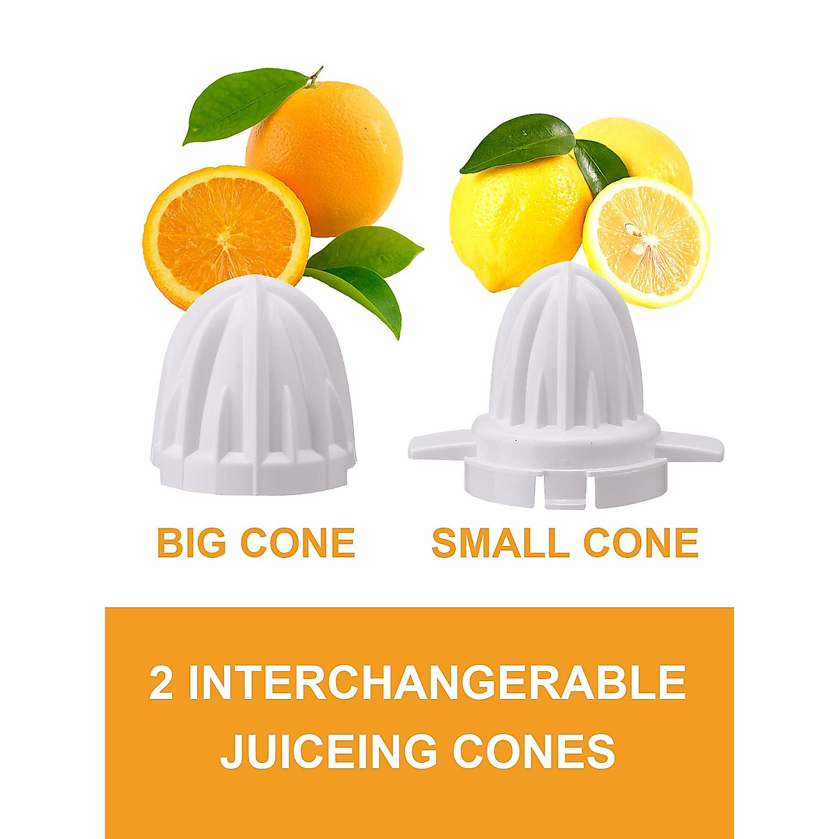 Homeleader Electric Citrus Juicer, Lemon Squeezer with Powerful Motor and LED Working Lamp, Orange Juicer for Grapefruits, Orange and Lemon-White, 1.2L