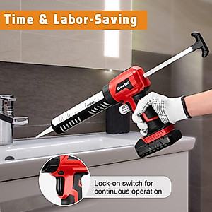 Seesii Cordless Caulking Gun Upgraded, 20V 4 Adjustable Speed Electric Caulk Gun & Adhesive Gun Kit w/ 2000mAh Rechargeable Battery & Charger, 10oz/300ml Silicone Gun for Filling, Sealing,Labor Saving