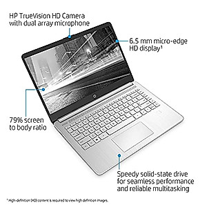 HP Premium Laptop (2021 Latest Model), 14" HD Touchscreen, AMD Athlon Processor, 8GB RAM, 192GB SSD, Long Battery Life, Online Conferencing, Natural Silver, Win 10 with Microsoft 365 (Renewed)
