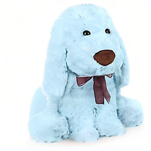 WEIGEDU Furry Poodle Puppy Dog Blue Stuffed Animal Plush Toys for Kids Boys Girls Birthday Bedtime Xmas Gift, 11.8 inches, Blue
