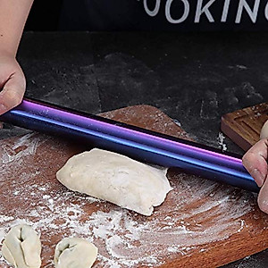 Berglander Rainbow Rolling Pin, 16.7 Inches Stainless Steel Colorful Matte Finish with Rainbow Titanium Plating Rolling Pin for Baking Pizza Dough, Pie, Cookie, Gift Ideas for Bakers.
