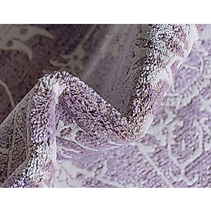 Unique Loom Traditional Classic Intricate Design Distressed Vintage Detail, Area Rug, 4 ft x 6 ft, Purple/Ivory