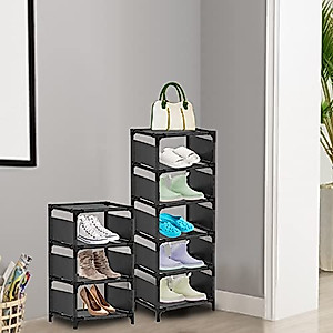 UrMsun 10 Tiers Vertical Shoe Rack, Tall Narrow Shoe Shelf Space Saving Shoe Organizer for Entryway Door Small Space Single Pairs Sturdy Shoe Shelf Storage Organizer (10 Tiers)