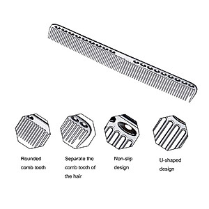 2 pcs Stainless Steel Hair Combs Anti Static Styling Comb Hairdressing Barbers Combs (Silver)