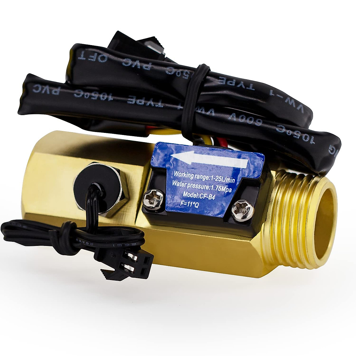 DIGITEN Water Flow Control LCD Display+G1/2"Thread Water Flow Hall Sensor Flowmeter with Temperature Sensor