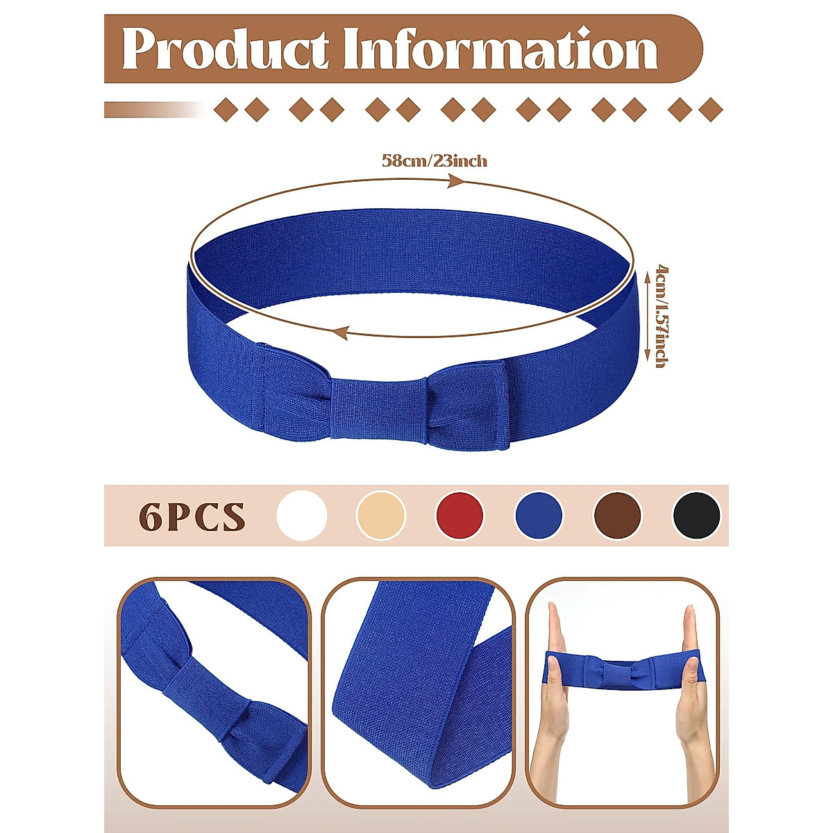 Tigeen 6 Pcs Stretchable Bowknot Hat Band Cowboy Hat Bands for Women Hat Bands Hat Ribbon Panama Straw Hat Accessories (Retro Colors)