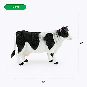 Boley Farm Animal Figures - 12 Pack Small Farm Animal Toys Kids Ages 3 and Up - Realistic Plastic Animal Figurines - Farm Animals for Toddlers