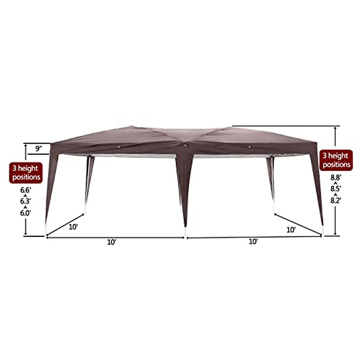 Outvita 10x20ft Ez Pop Up Canopy, Portable Instant Canopy Tent with 4 SideWalls for Outdoor Events, Party, Wedding, Birthday,Graduation