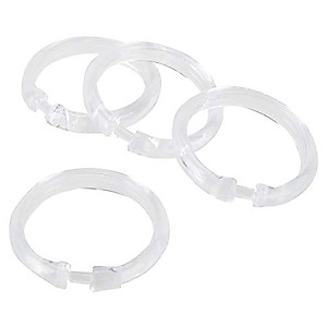 Rocky Mountain Goods Simple Spaces Clear Plastic Curtain Rings - 12 Pack - Click securely in Place - Unbreakable Plastic - True O Ring Design - Slides Easily Without Screeching Like Metal (Clear)