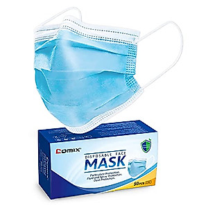 Comix Disposable Face-Masks with 3-Layer Adult Masks, L707 Pack of 50