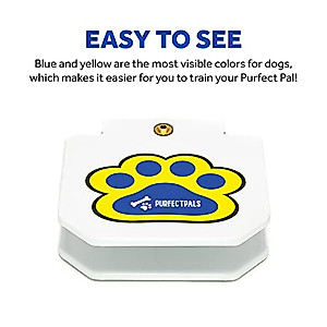 PurfectPals Dog Water Fountain, Step On Paw Activated Dispenser for Dogs, Upgraded Sprinkler, Easy to Use and Sturdy Fresh Drinking, White, Blue, Yellow