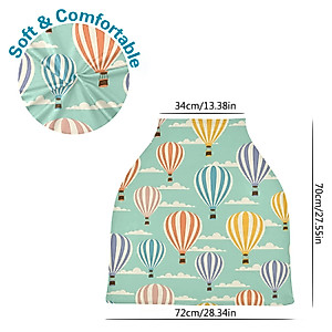 xigua Baby Car Seat Covers Hot Air Balloon Clouds Extra Soft and Stretchy Nursing Breastfeeding Covers Breathable Infant Carseat Canopy Nursing Covers, Multi-use Baby Shopping Cart/High Chair/Stroller