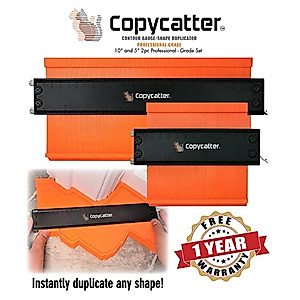 Catter Tools COPYCATTER Contour Gauge Tool - Professional Grade - (10" + 5" set) with Metal Lock + Tension Knobs - Instant Shape Tool - Profile Tool - Duplicate odd trim, flooring + more!