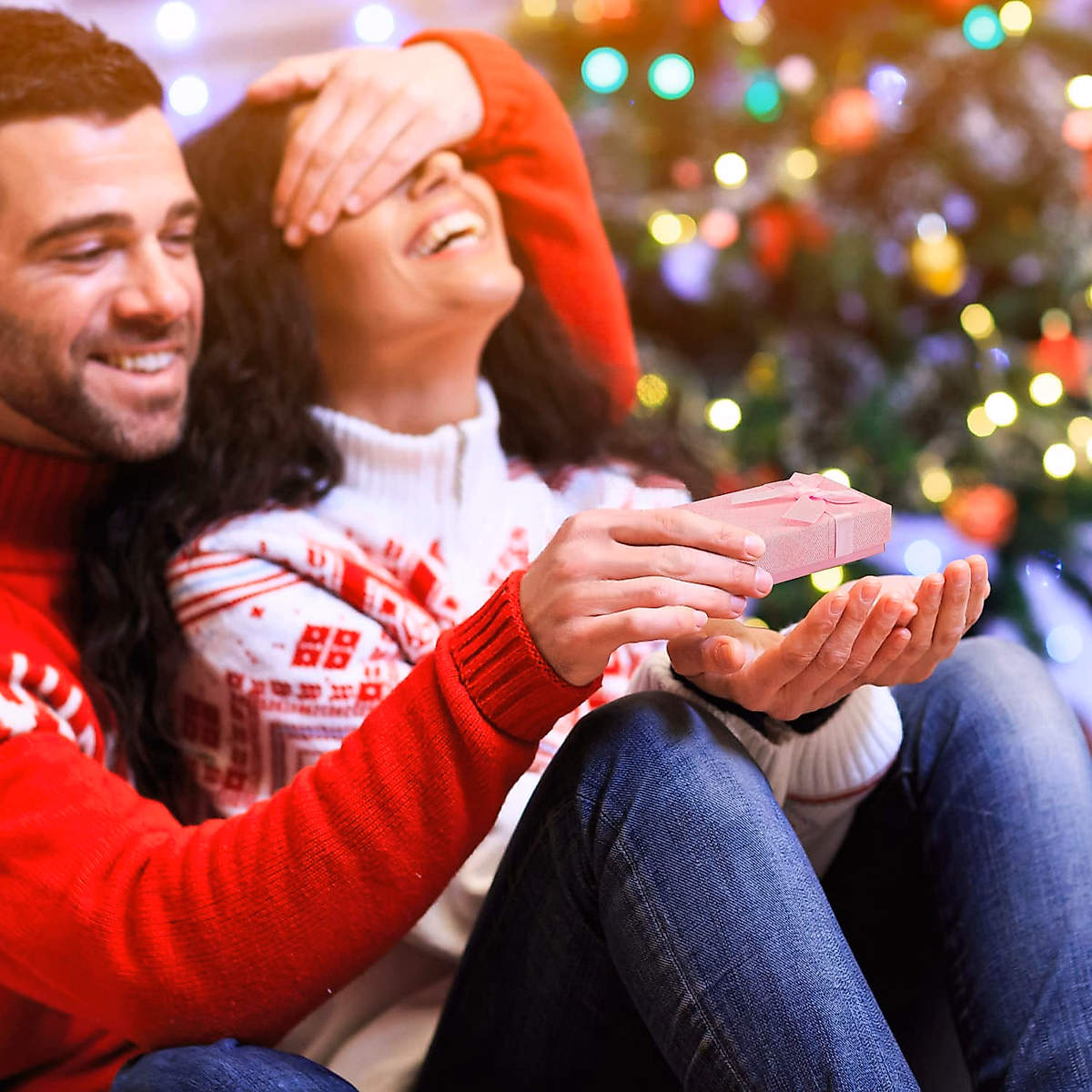 Lainrrew 12 Pcs Gift Box Set, Jewelry Gift Boxes Necklace Bracelet Earring Ring Box Cotton Filled Cardboard Paper Jewelry Box Gift Cases Bulk for Wedding, Engagement, Anniversaries (Mix 2)